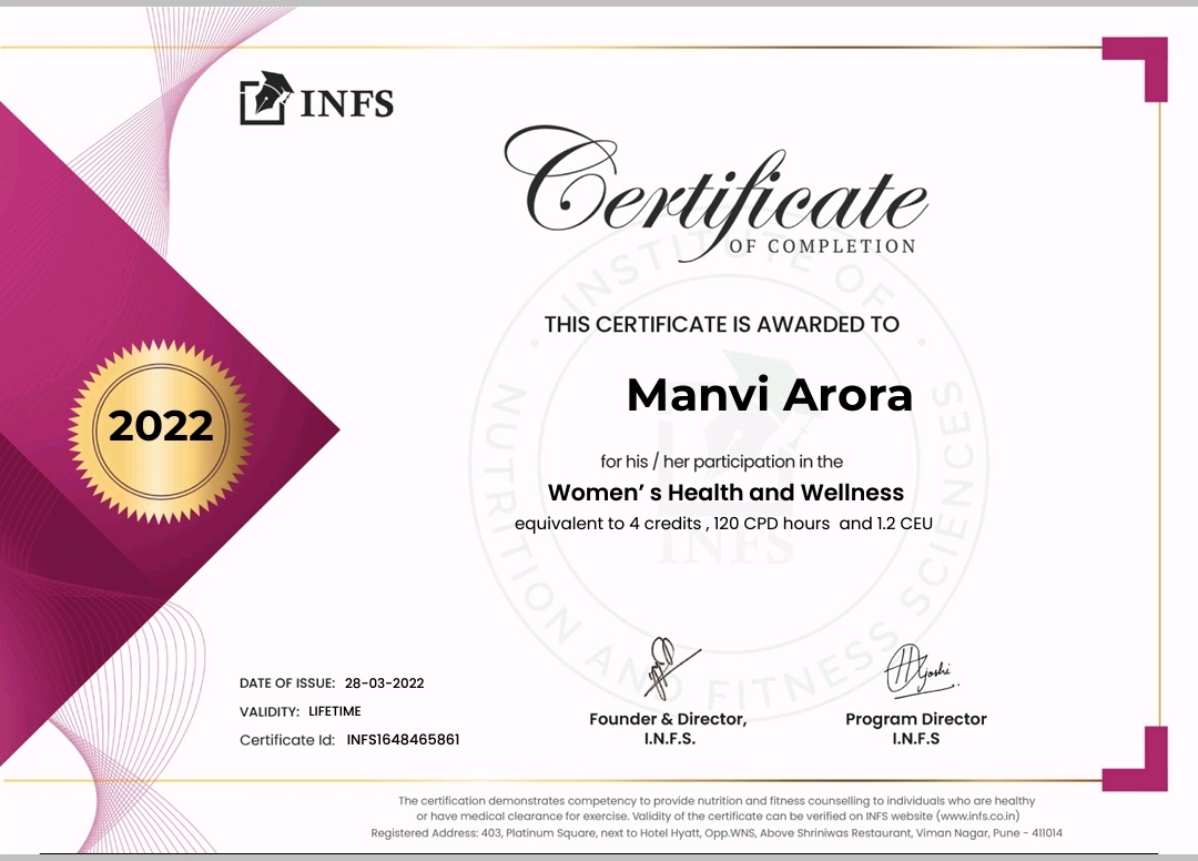 Manvi Arora Bodybuilding General Well Being Fitness Coach
